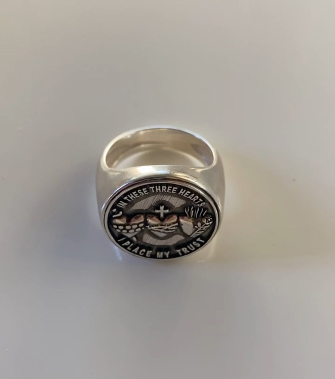 Catholic Rings for men - Holy Family Hearts Signet Ring – The Little ...