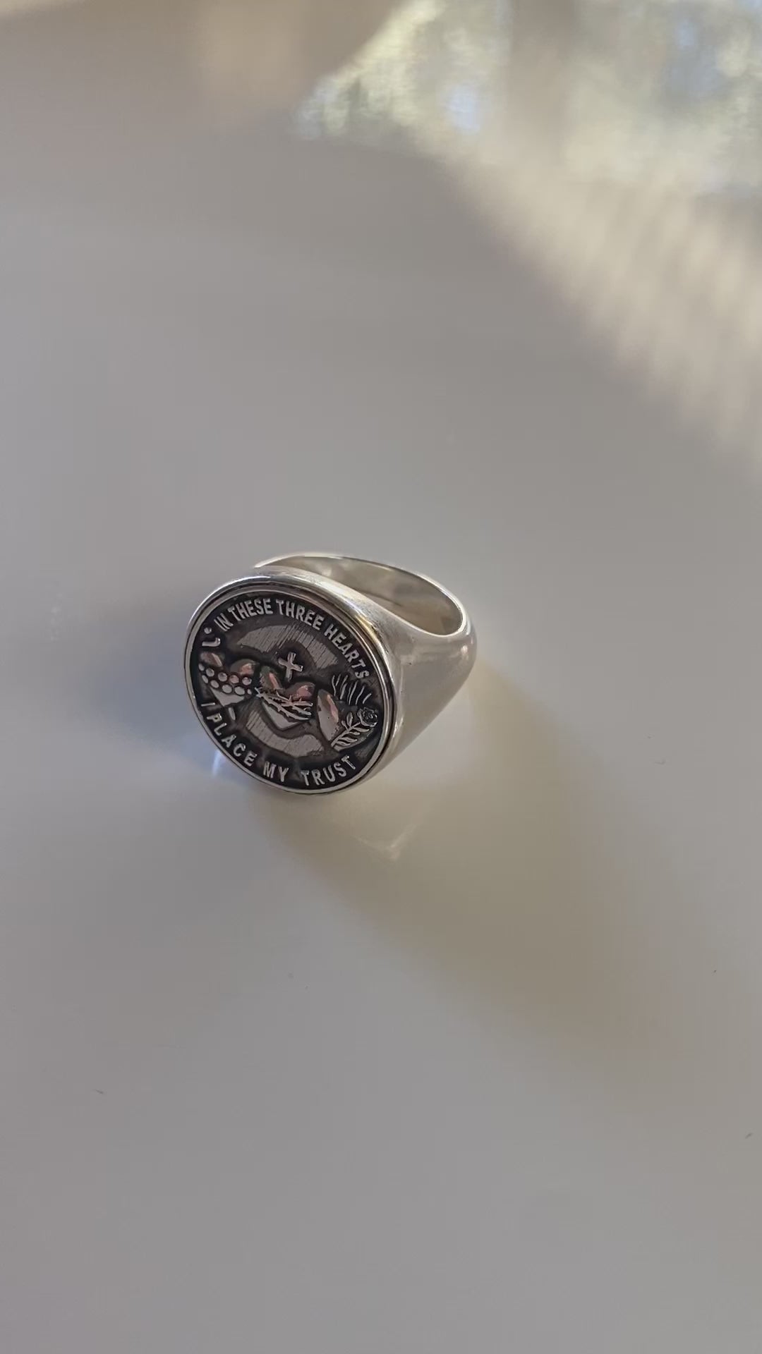 Catholic Rings for men - Holy Family Hearts Signet Ring – The Little ...