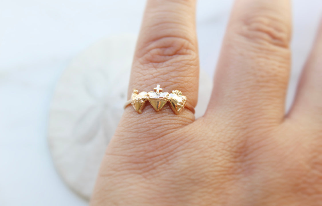 Holy Family Hearts® Ring in 14K Rose Gold - Catholic Rings – The Little ...